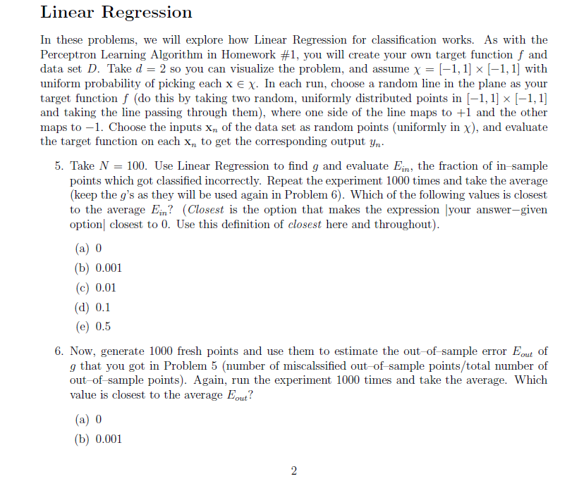 Linear Regression In these problems, we will explore | Chegg.com