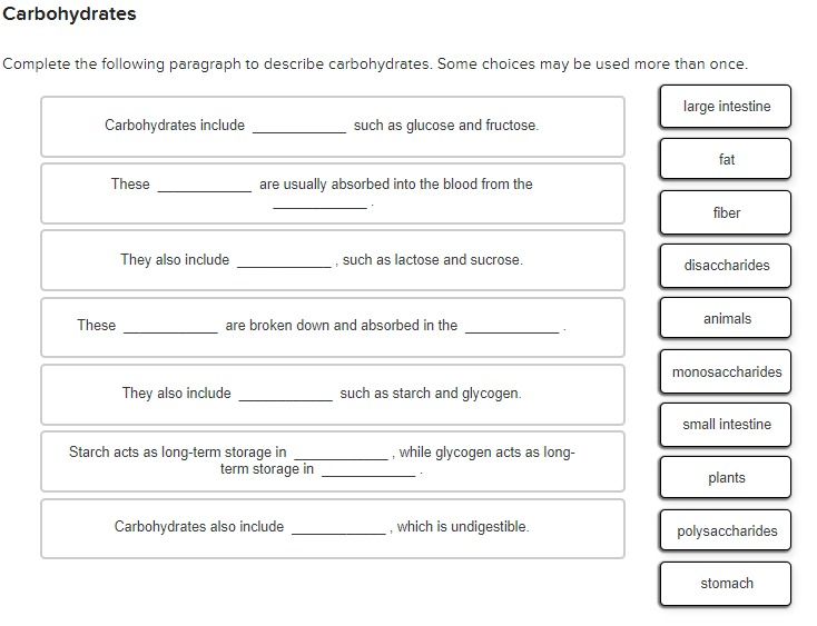 Solved Carbohydrates Complete the following paragraph to | Chegg.com
