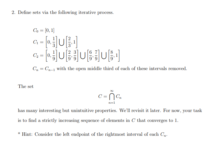 Solved 2. Define sets via the following iterative process. | Chegg.com