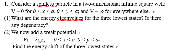 Solved 1. Consider a spinless particle in a two-dimensional | Chegg.com