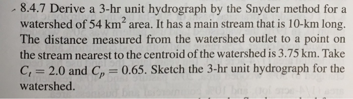 Solved Derive a 3-hr unit hydrograph by the Snyder method | Chegg.com