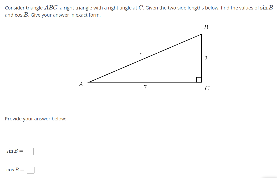 Solved Consider triangle ABC, a right triangle with a right | Chegg.com