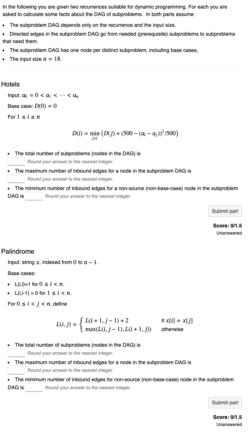 Solved In the following you are given two recurrences | Chegg.com