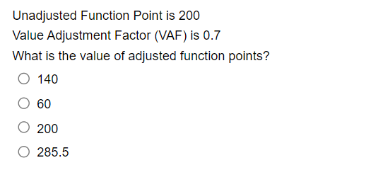 Solved Unadjusted Function Point is 200 Value Adjustment | Chegg.com