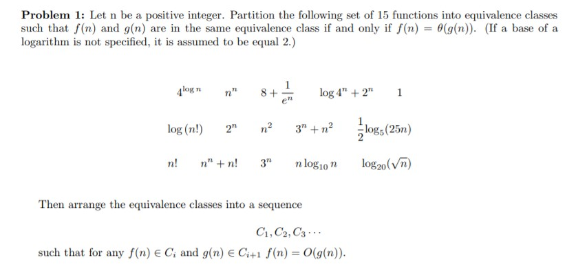Solved Problem 1: Let n be a positive integer. Partition the | Chegg.com
