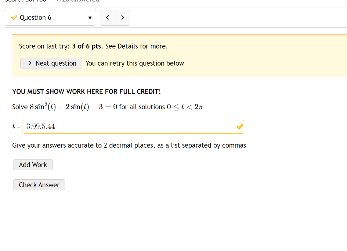Solved getting only half credit pls helpScore on last try: 3 | Chegg.com