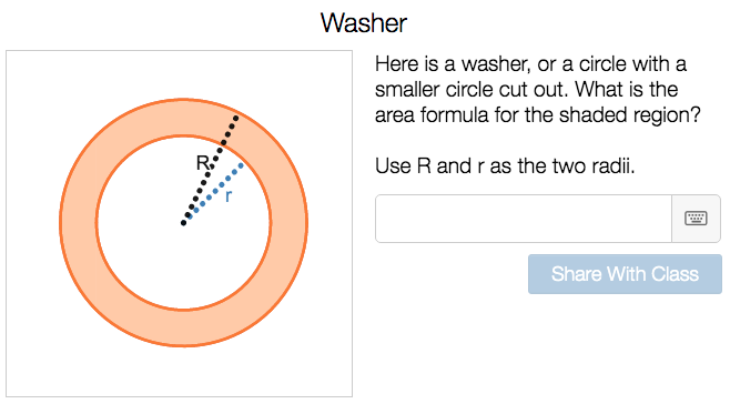 Solved Washer Here is a washer, or a circle with a smaller | Chegg.com