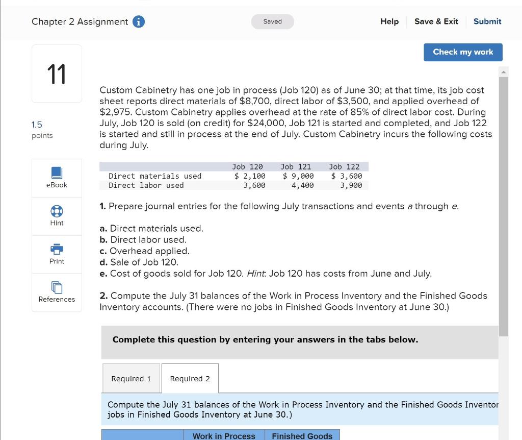 Solved Chapter 2 Assignment Saved Help Save & Exit Submit | Chegg.com