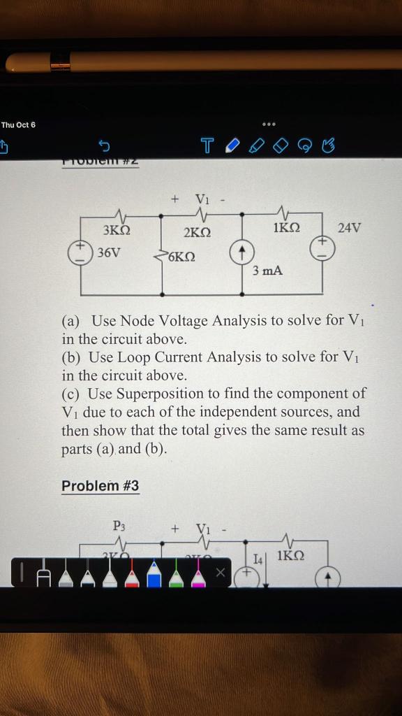 Solved (a) Use Node Voltage Analysis to solve for V1 in the | Chegg.com