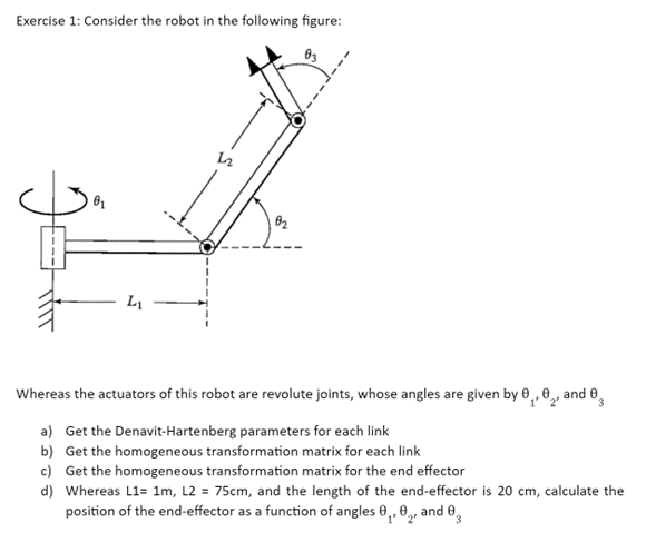 Solved Exercise 1: Consider the robot in the following | Chegg.com