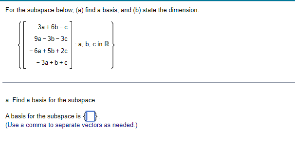 Solved For the subspace below, (a) find a basis, and (b) | Chegg.com
