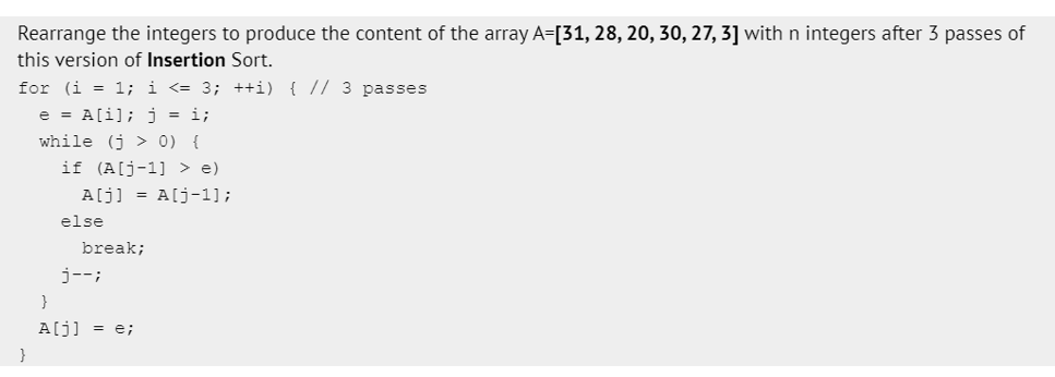Solved Rearrange the integers to produce the content of the | Chegg.com