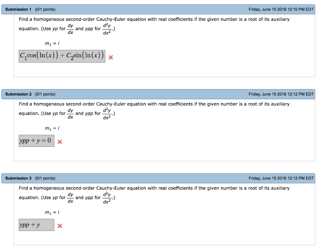 Solved Find a homogeneous second-order Cauchy-Euler equation | Chegg.com