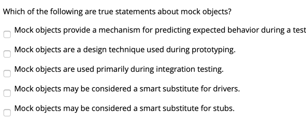 Solved Which of the following are true statements about mock | Chegg.com
