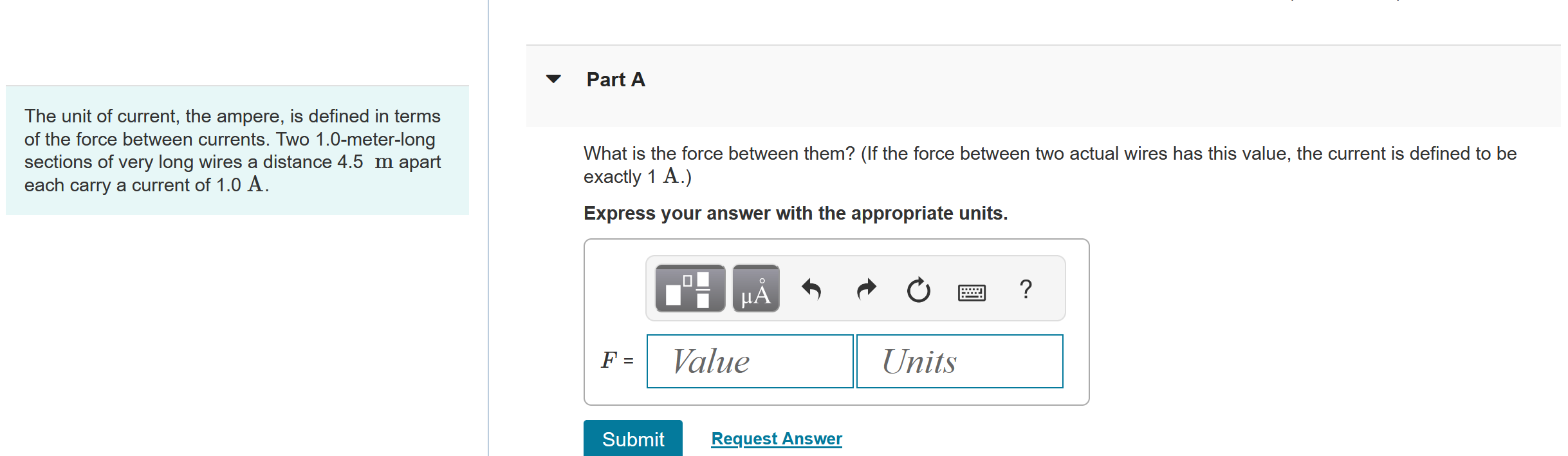 Solved The unit of current, the ampere, is defined in terms | Chegg.com
