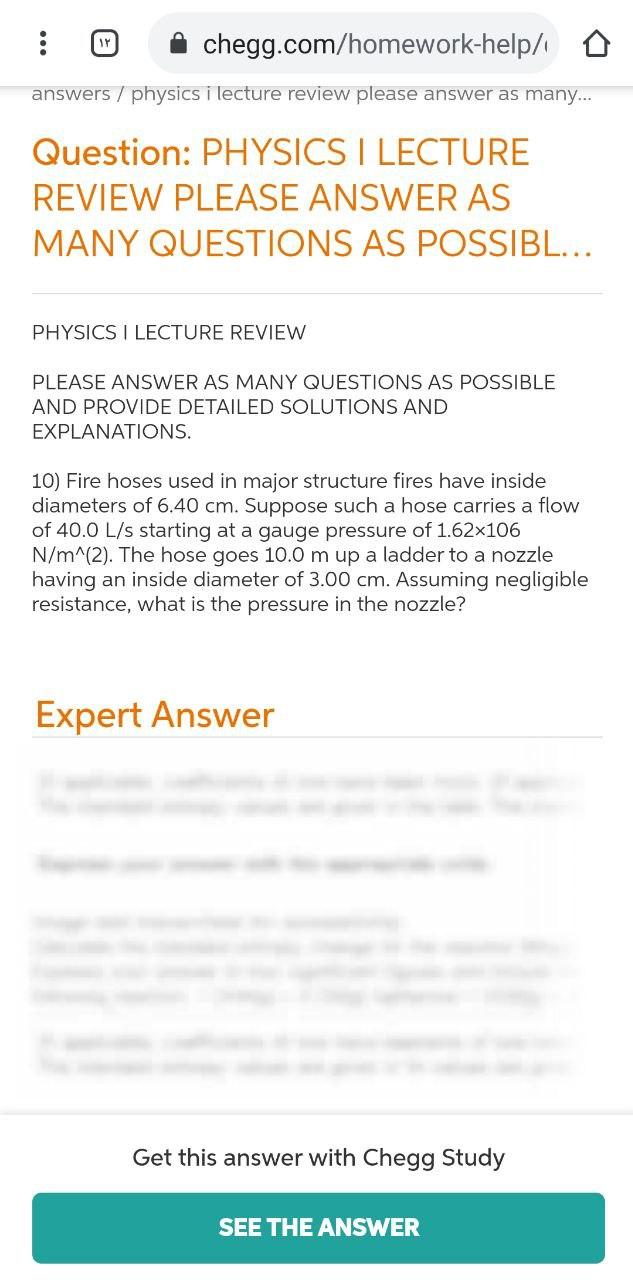 Solved chegg.com/homework-help/ answers / physics i lecture | Chegg.com
