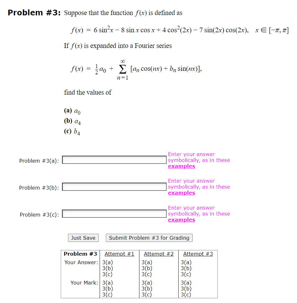 Solved Problem \# 3: Suppose that the function f(x) is | Chegg.com