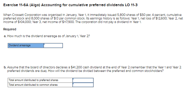 Solved Exerclse 11.6A (Algo) Accounting for cumulatlve | Chegg.com Solved Exerclse 11.6A (Algo) Accounting for cumulatlve | Chegg.com