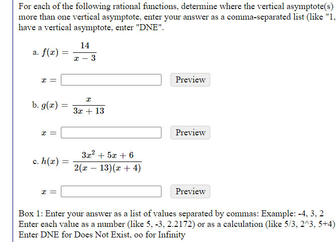 Solved For each of the following rational functions, | Chegg.com