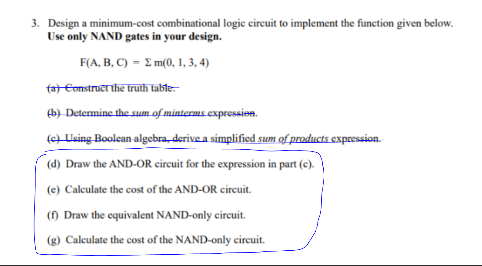Solved Need help with part d, e, f, gF= A'B'+B'C'+A'C its | Chegg.com