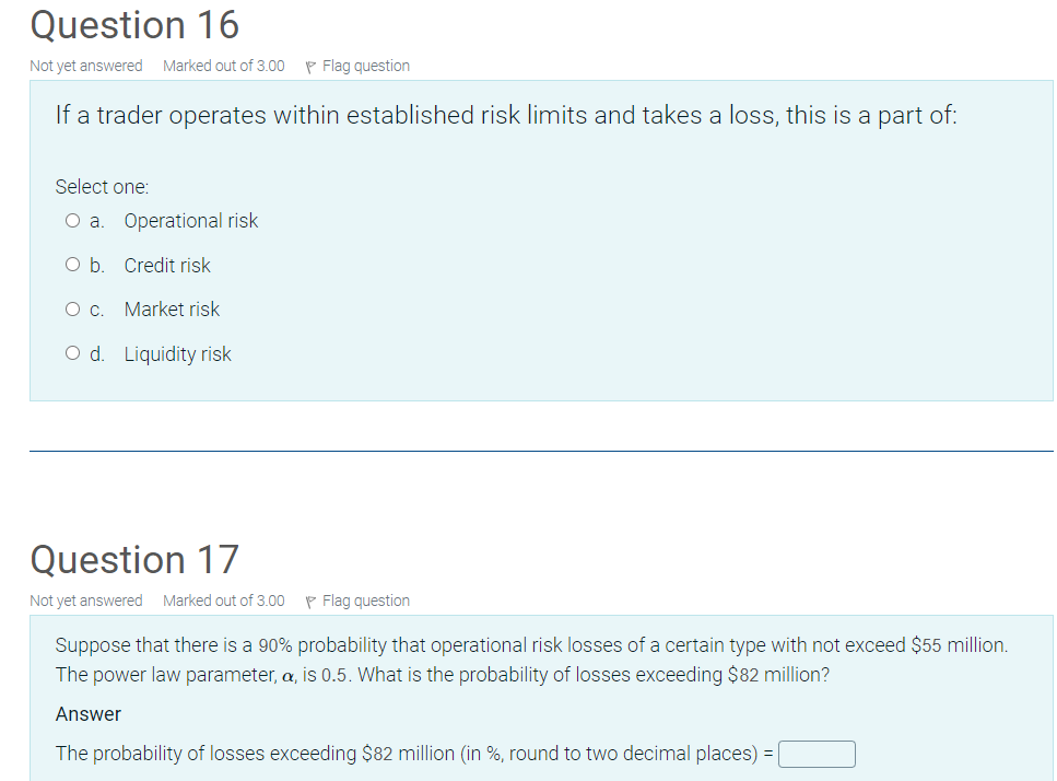 Solved If a trader operates within established risk limits | Chegg.com