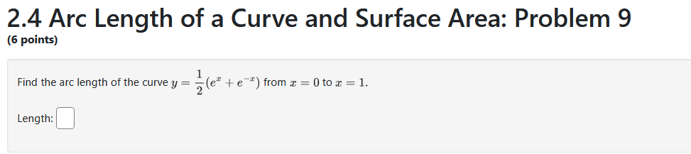 Solved Find the arc length of the curve y=1/2 (e^x +e^-x) | Chegg.com