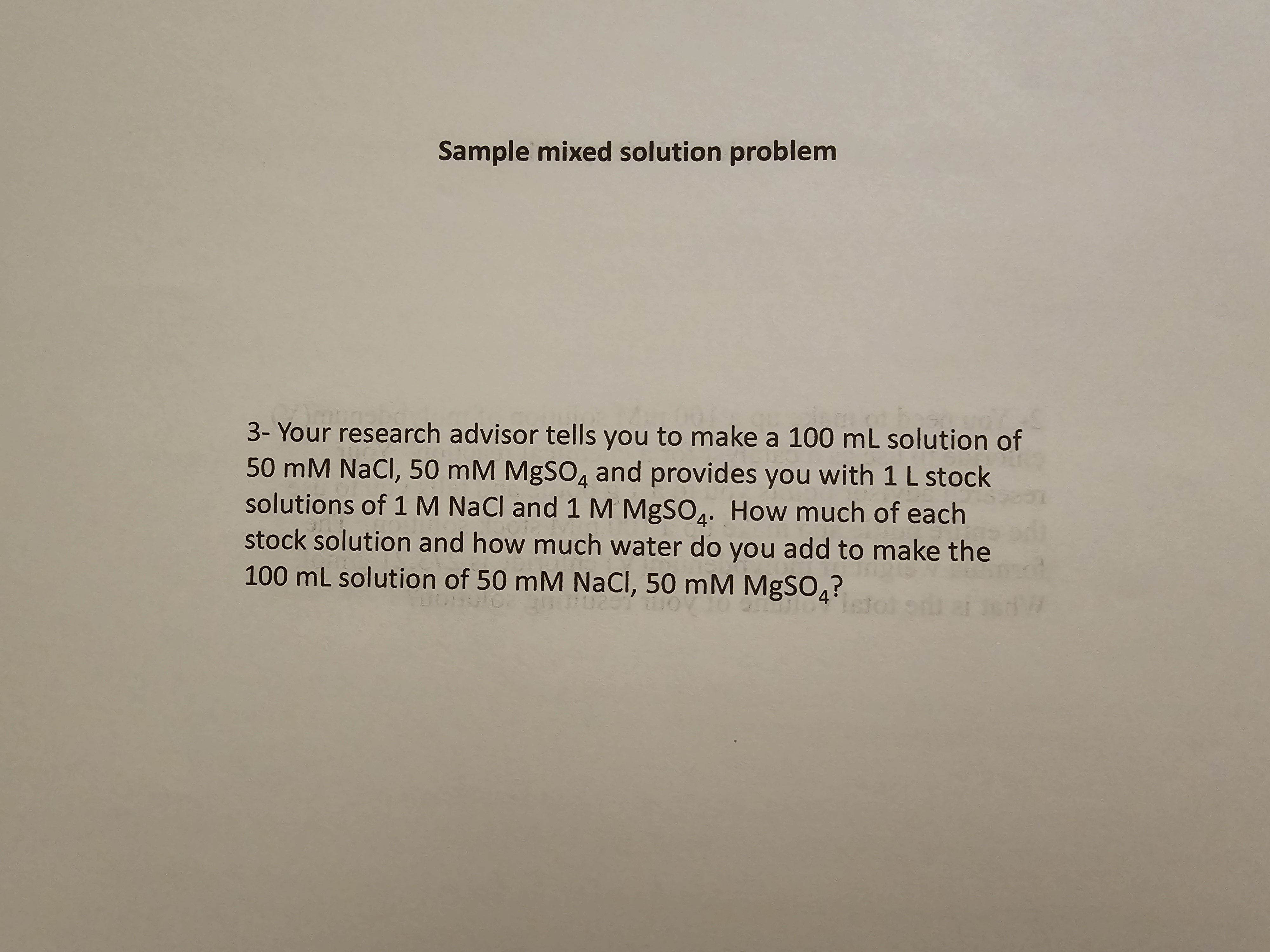 Solved Sample mixed solution problem3- ﻿Your research | Chegg.com