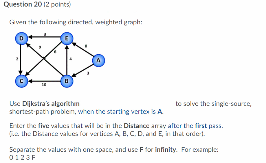 Solved No need to show your work, just state the answer in | Chegg.com