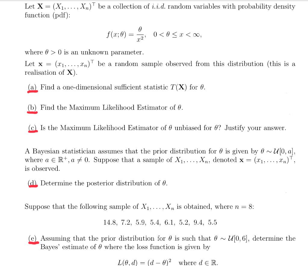 Solved Let X = (X1, ... , Xn)T be a collection of i.i.d. | Chegg.com