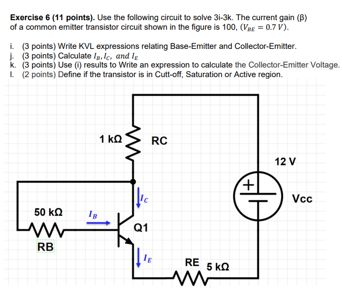 Solved Exercise 6 (11 points). Use the following circuit to | Chegg.com