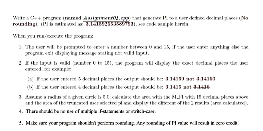 Solved Write a C++ program (named Assignment01.cpp) that | Chegg.com
