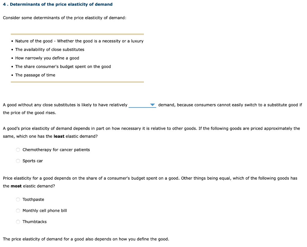 Solved Consider some determinants of the price elasticity of | Chegg.com