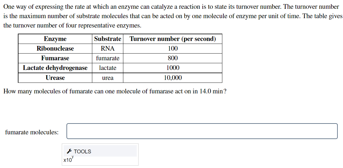 Solved One way of expressing the rate at which an enzyme can | Chegg.com