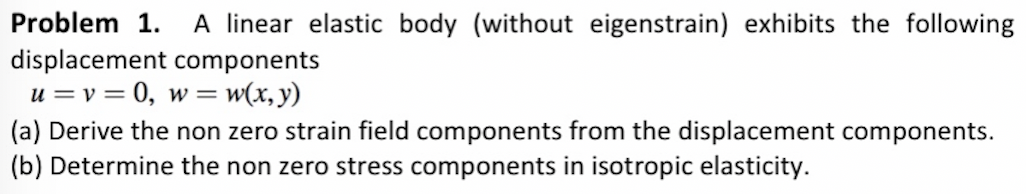Solved Problem 1. A linear elastic body (without | Chegg.com