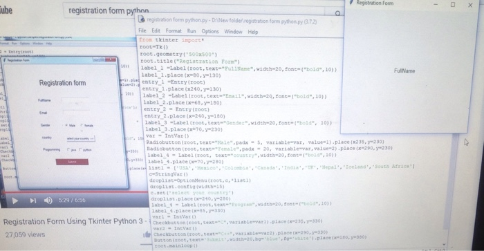 Solved ube registration form pythnn registration form | Chegg.com