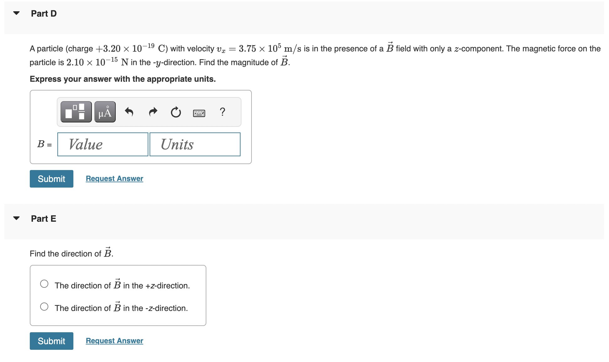 Solved A particle (charge +3.20×10−19C ) with velocity | Chegg.com