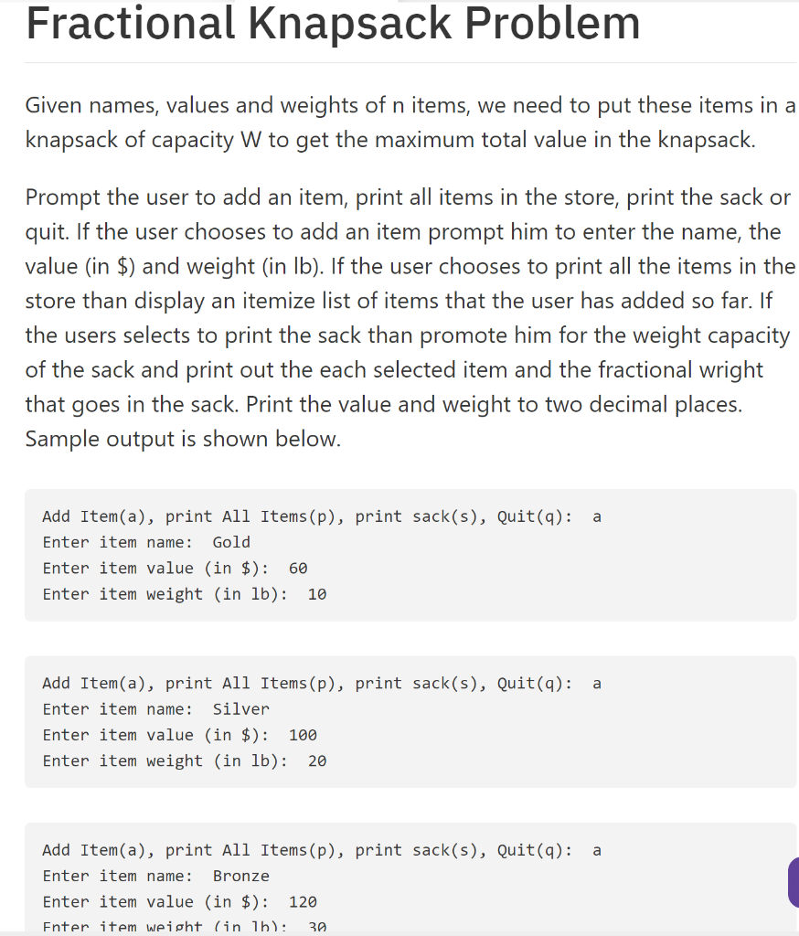 Solved Need help with the following program. Any and all | Chegg.com