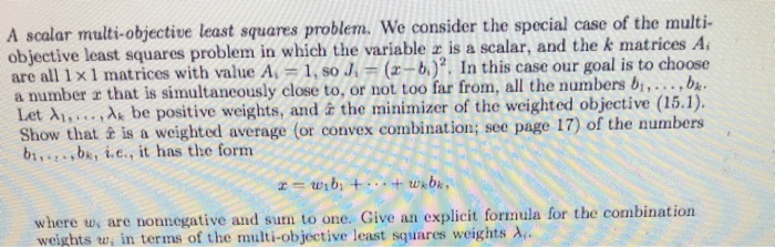 Solved A scalar multi-objective least squares problem. We | Chegg.com