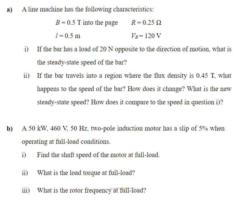 Solved A line machine has the following characteristics: | Chegg.com