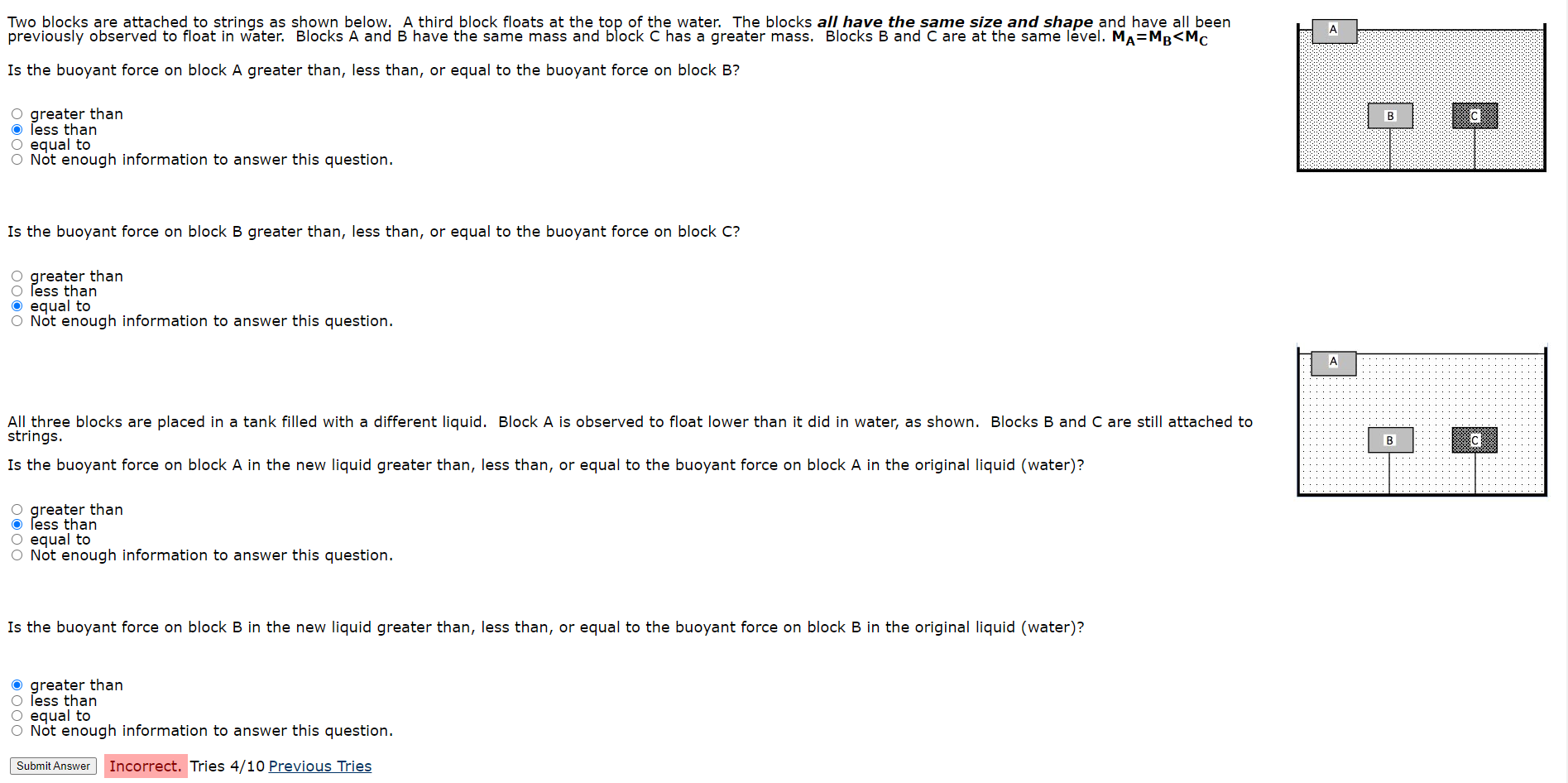 Solved Two blocks are attached to strings as shown below. A | Chegg.com