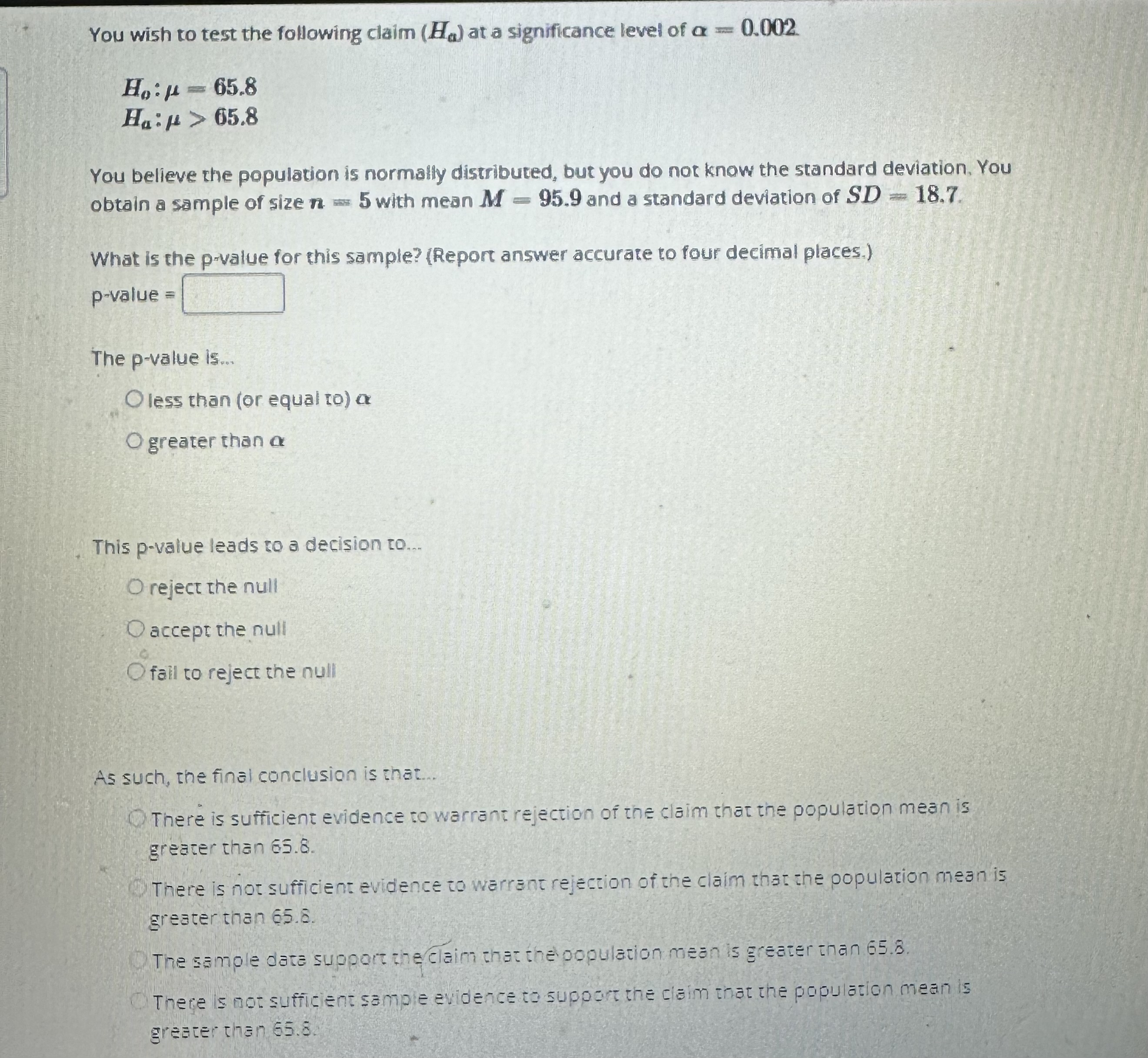 Solved You wish to test the following claim \\( | Chegg.com