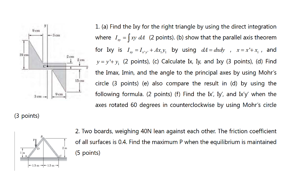 Solved 1. (a) Find the Ixy for the right triangle by using | Chegg.com