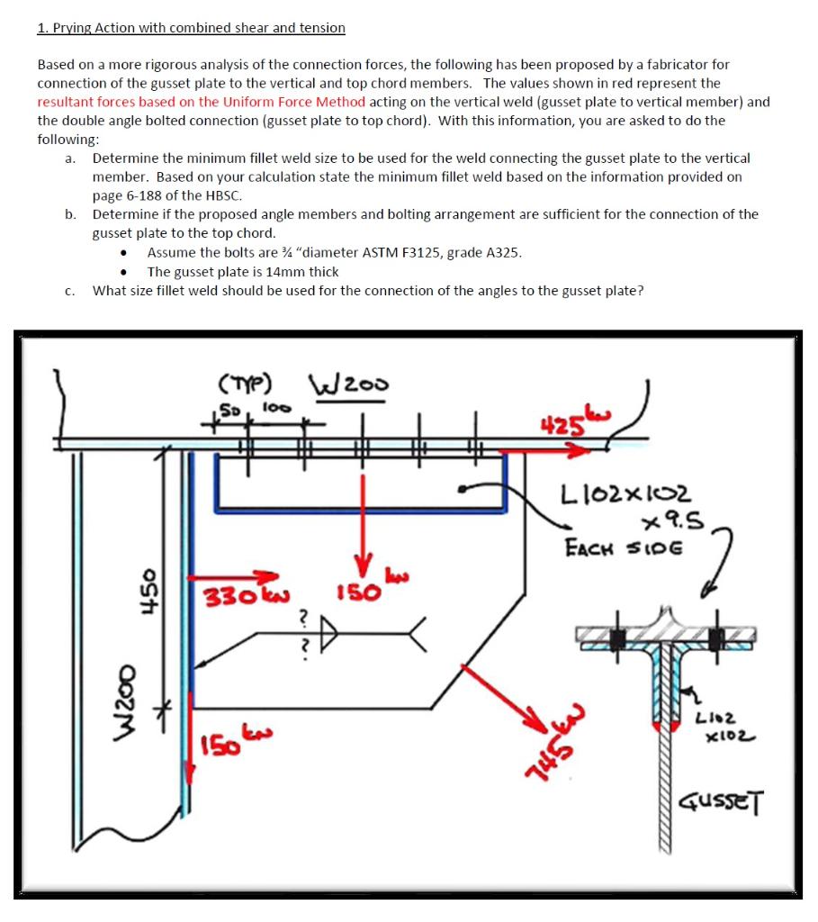 1. Prying Action with combined shear and tension | Chegg.com