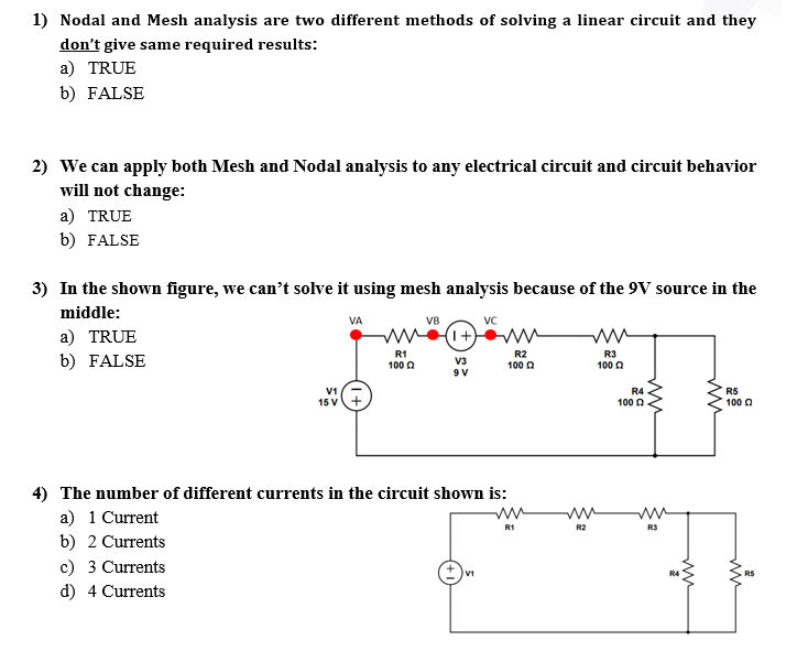 Solved 1) Nodal and Mesh analysis are two different methods | Chegg.com