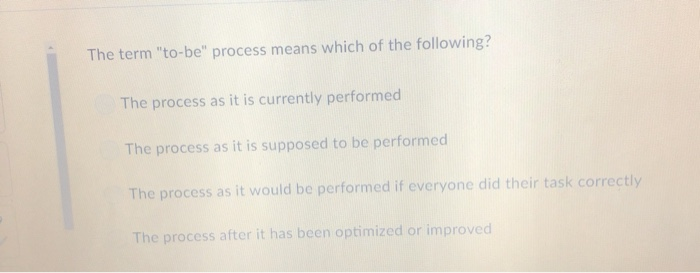 Solved The term "to-be" process means which of the | Chegg.com