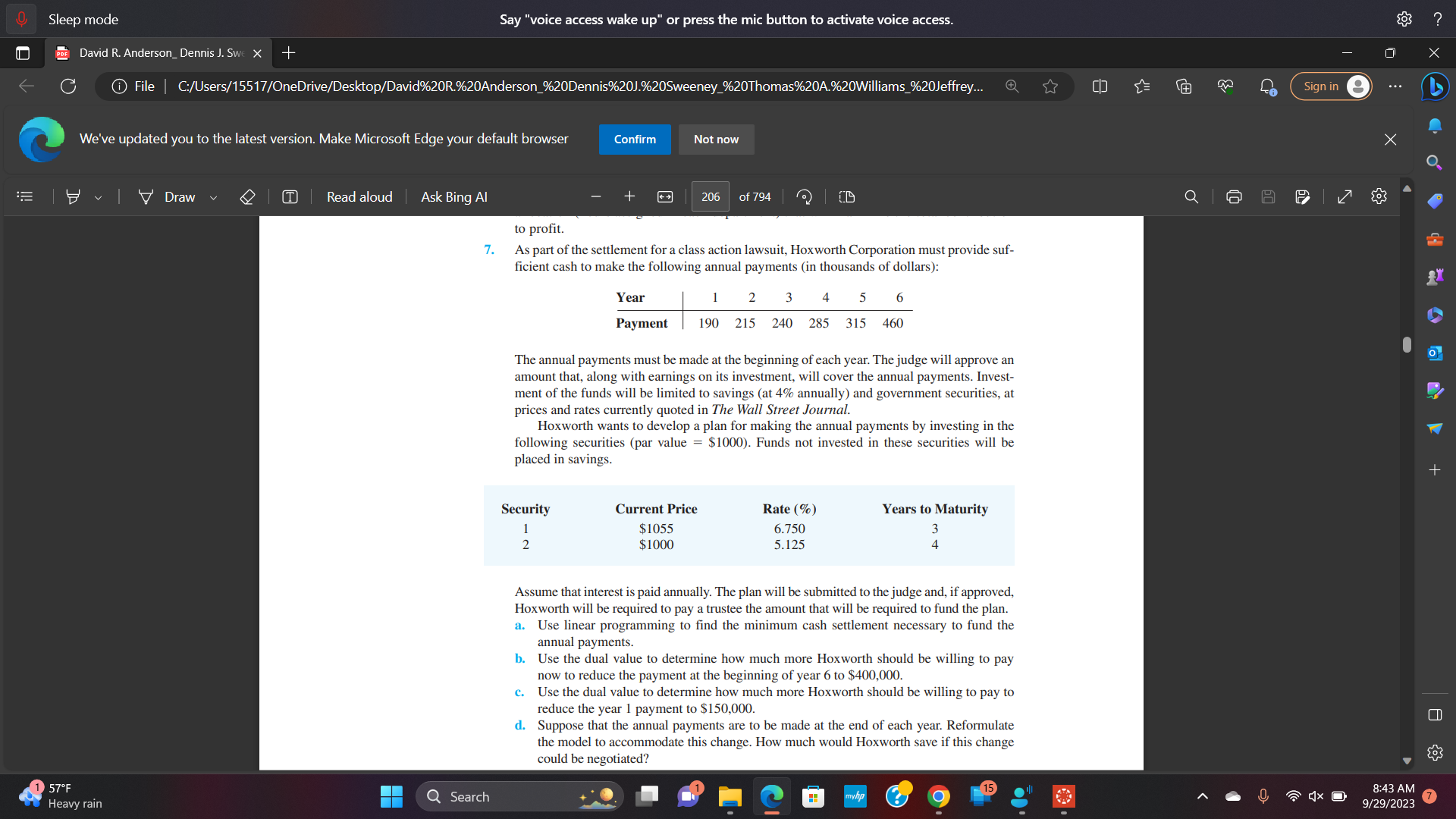 Solved Give Me An Answer With Linear Programing Method With 0668
