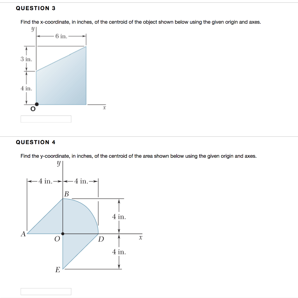 Solved QUESTION 3 Find the x-coordinate, in inches, of the | Chegg.com
