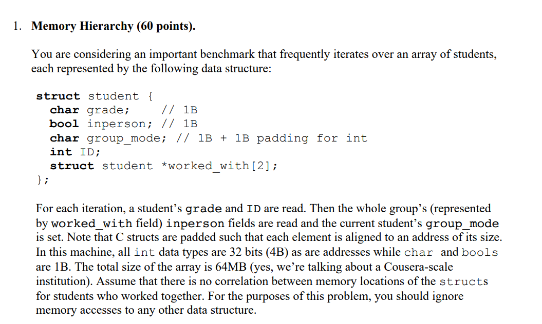 Solved (a) (20 points) Calculate the expected miss rate to | Chegg.com