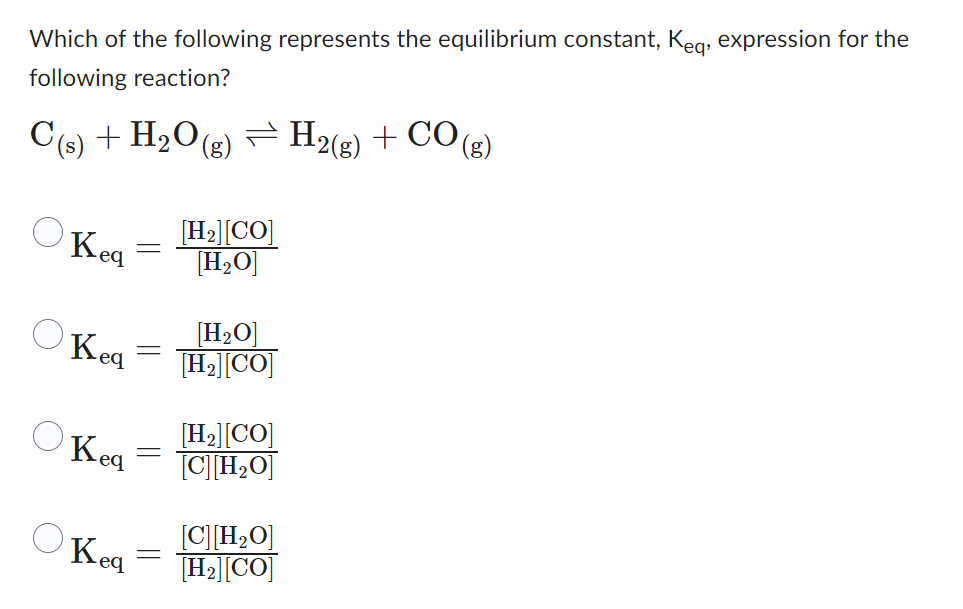 Solved Which of the following represents the equilibrium | Chegg.com
