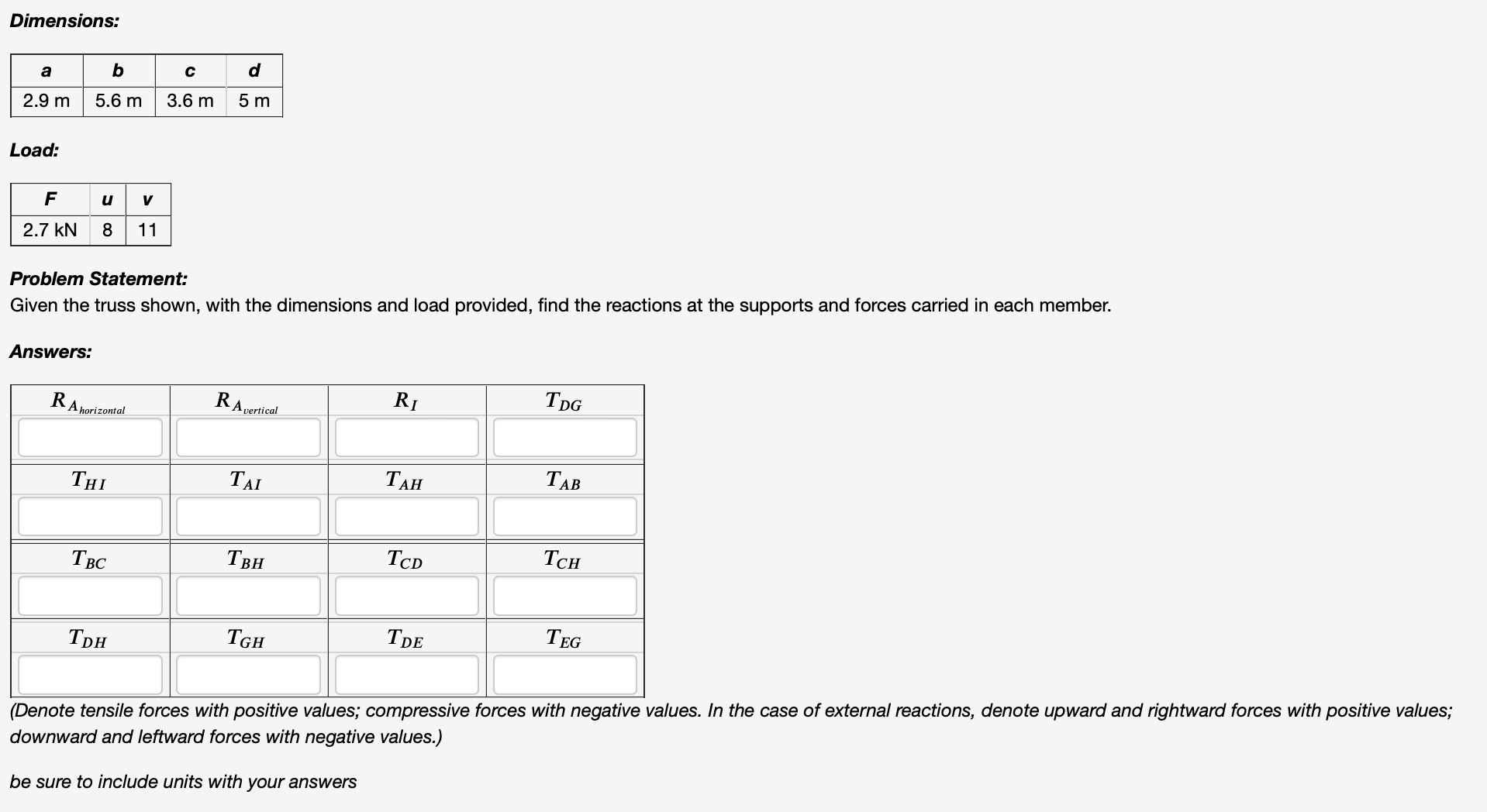 Dimensions: Load: Problem Statement: Given the | Chegg.com